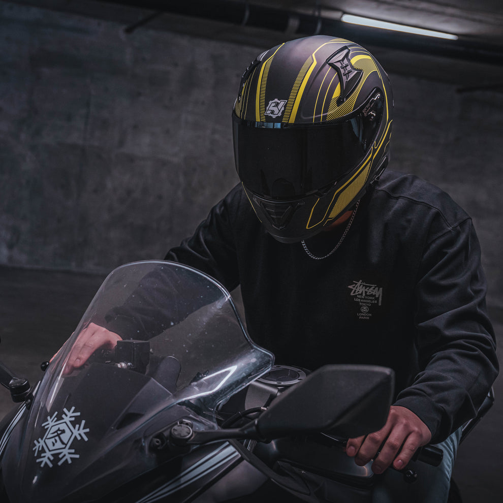 HAX Impulse Motorcycle Helmet Blade Black Matte Yellow – haxgear