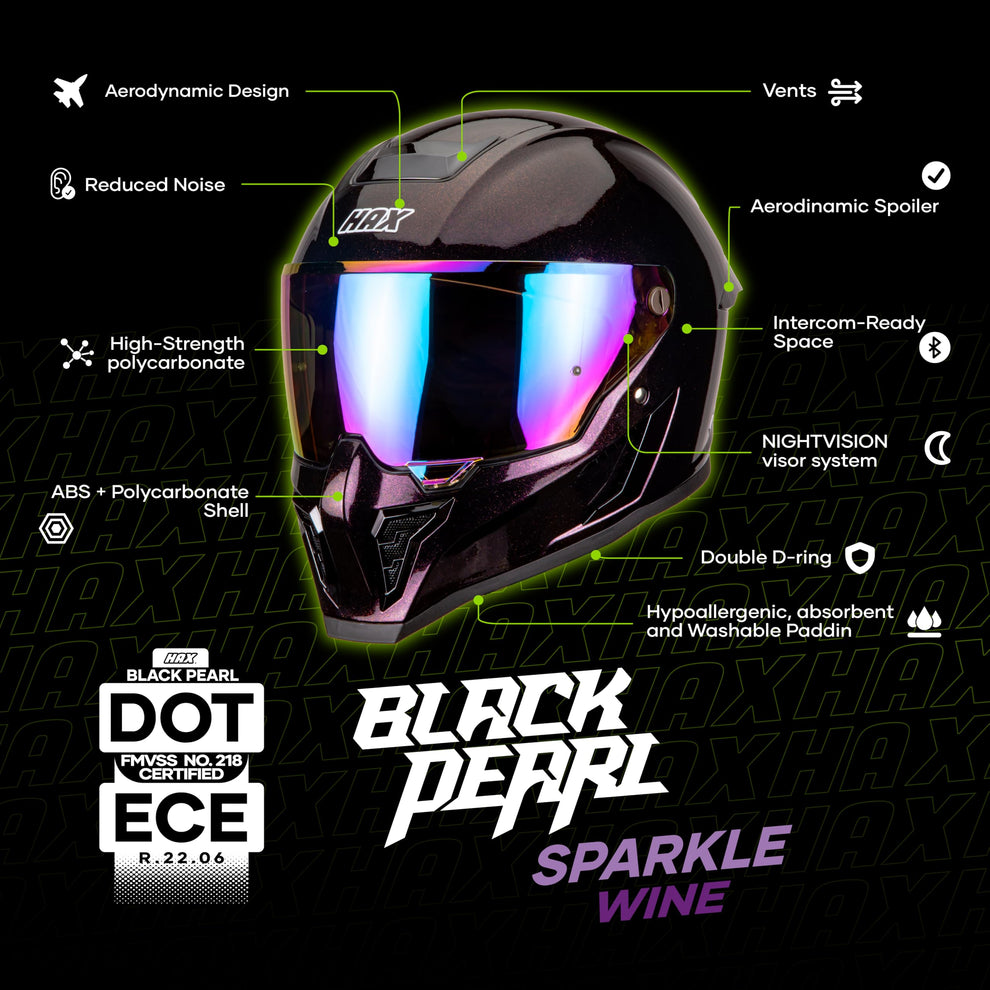 HAX Black Pearl Full Face Helmet Aurora Wine – haxgear