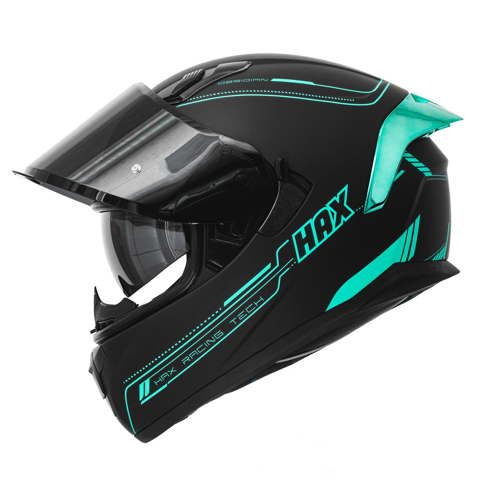 Matte Black Aqua Motorcycle Helmet