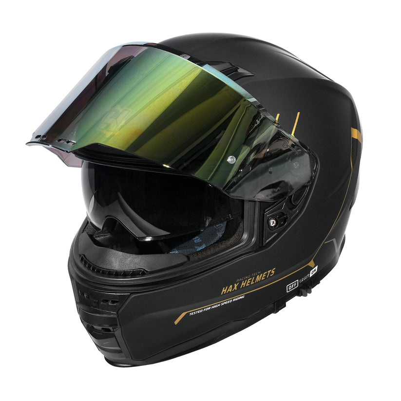 HAX Force Motorcycle Helmet Blade Black Matte Gold – haxgear