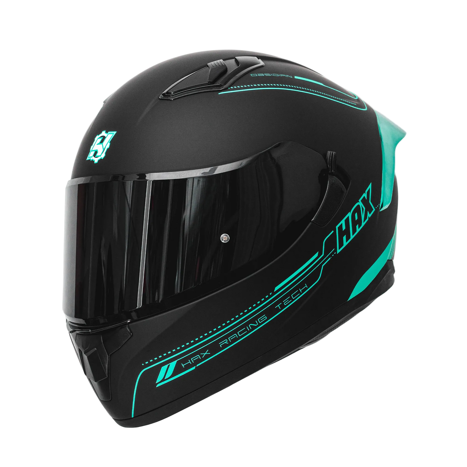 Matte Black Aqua Motorcycle Helmet