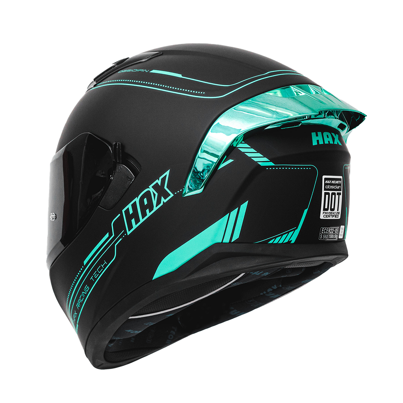 Matte Black Aqua Motorcycle Helmet