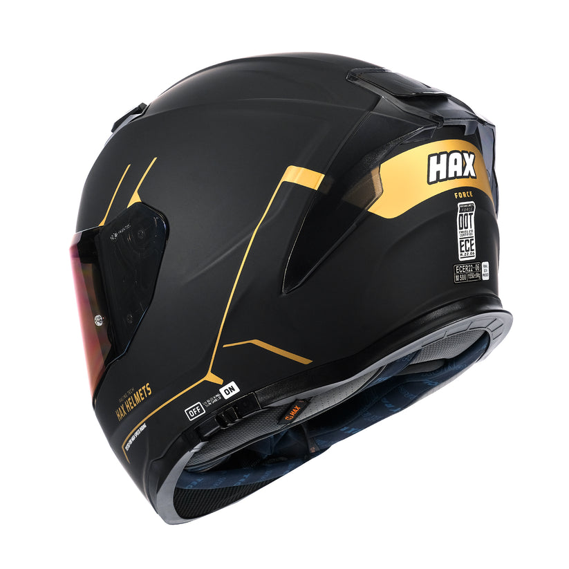 HAX Force Motorcycle Helmet Blade Black Matte Gold – haxgear