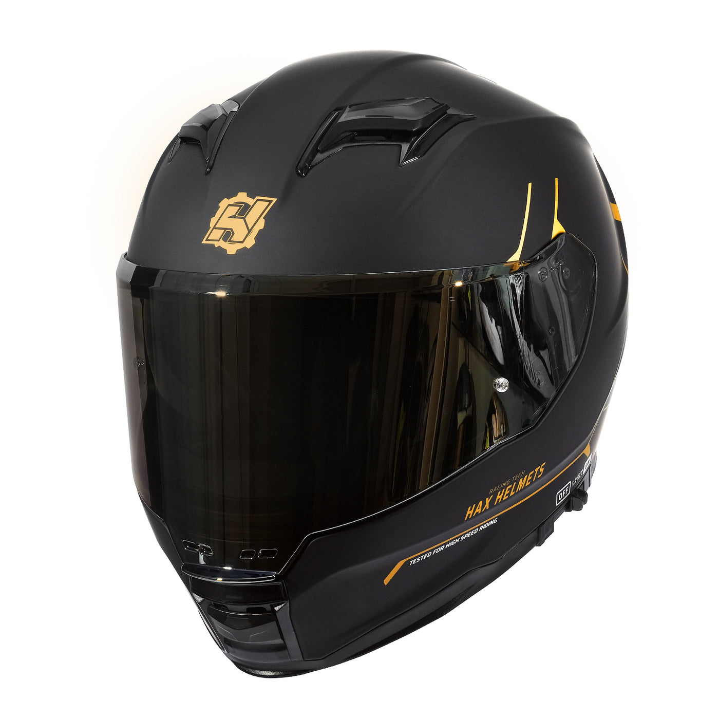 Matte Black Gold Motorcycle Helmet