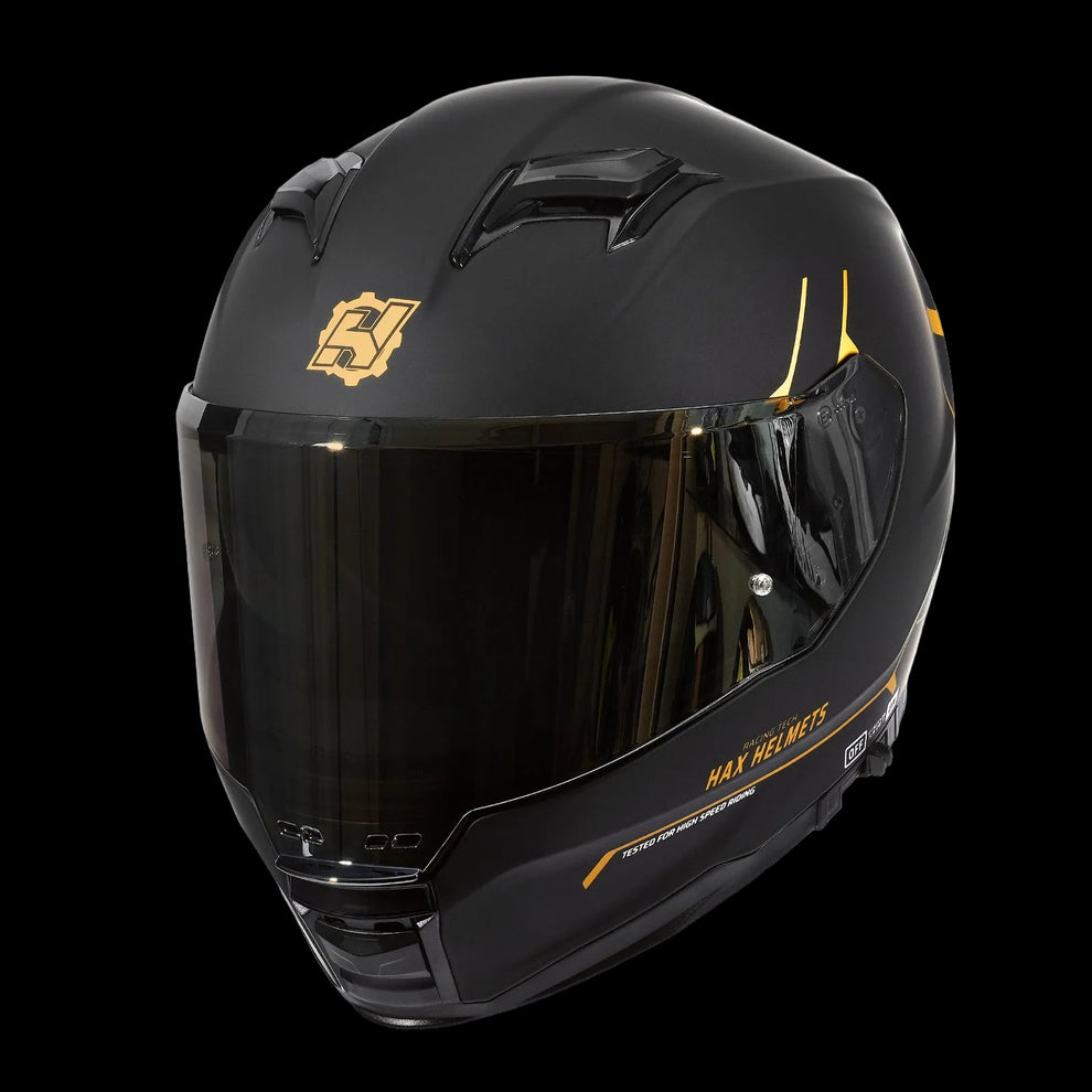 HAX Force Motorcycle Helmet Blade Black Matte Gold – haxgear