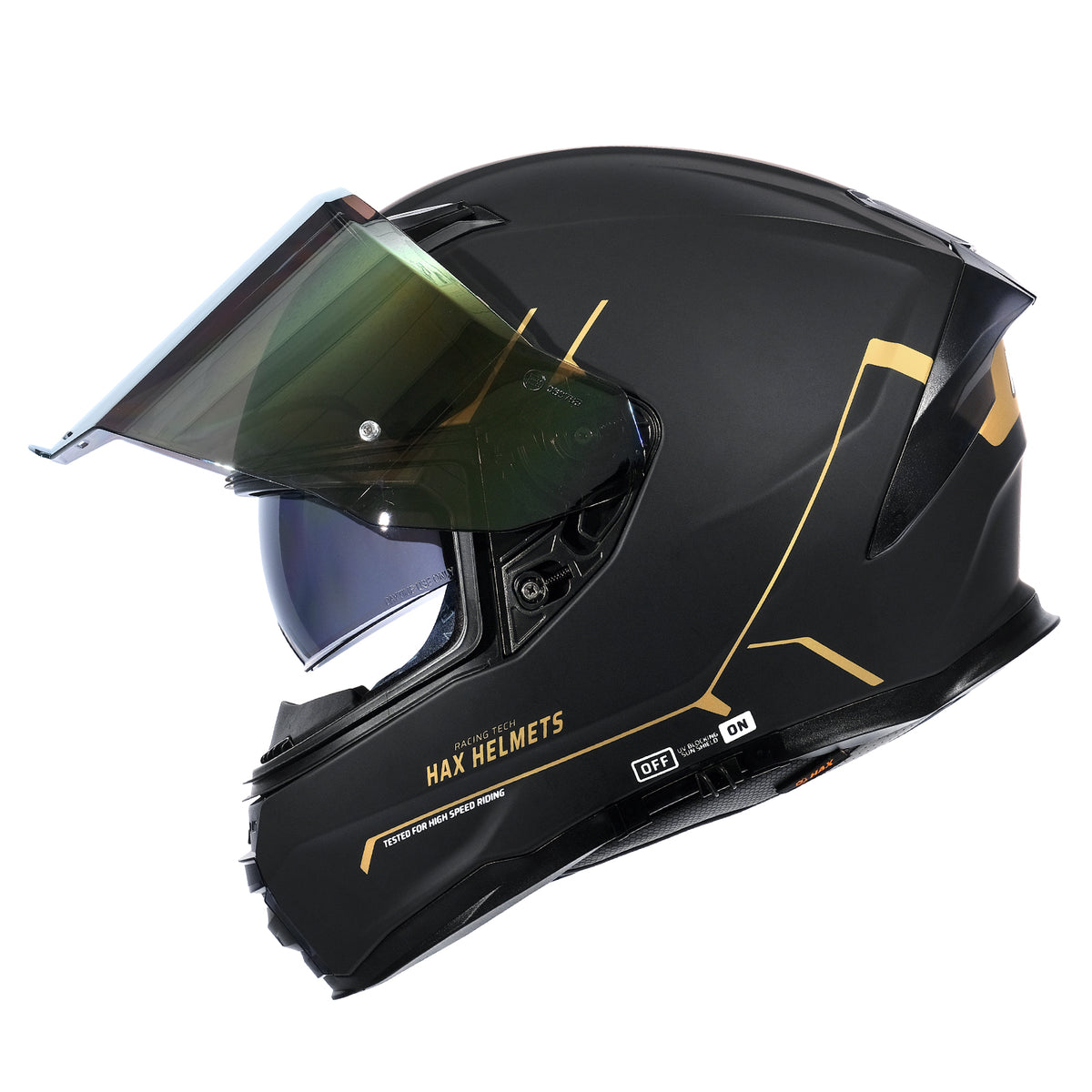 Matte Black Gold Motorcycle Helmet