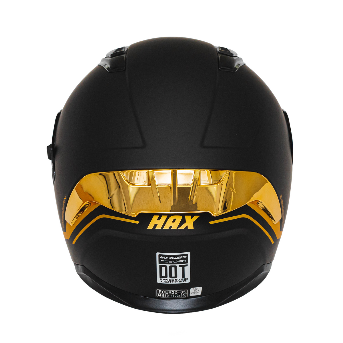 HAX Obsidian Full Face Motorcycle Helmet Matte Black Gold