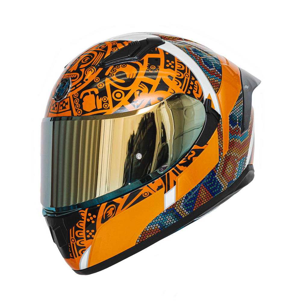 Huichol Gold Motorcycle Helmet